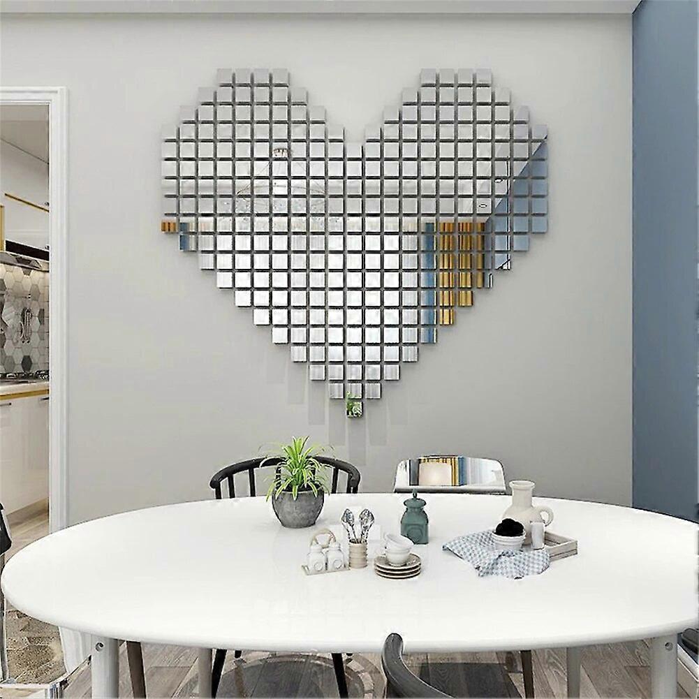 100PCS Glass Mirror Stickers Mini Square Mirrors DIY Disco Ball Glass ...