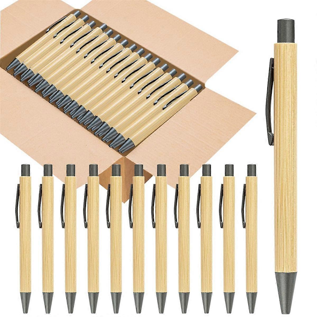 100Pcs Bamboo Pens Bulk Wooden Bamboo Pens Engraving Wooden Ballpoint Pen Gift Pen Bulk | Fruugo UK