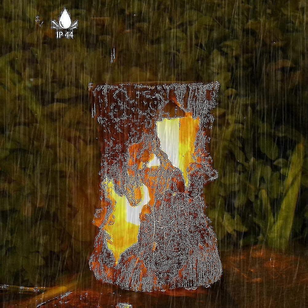 Solar Lights Outdoor Waterproof Flickering Flame Solar Stump Lights ...
