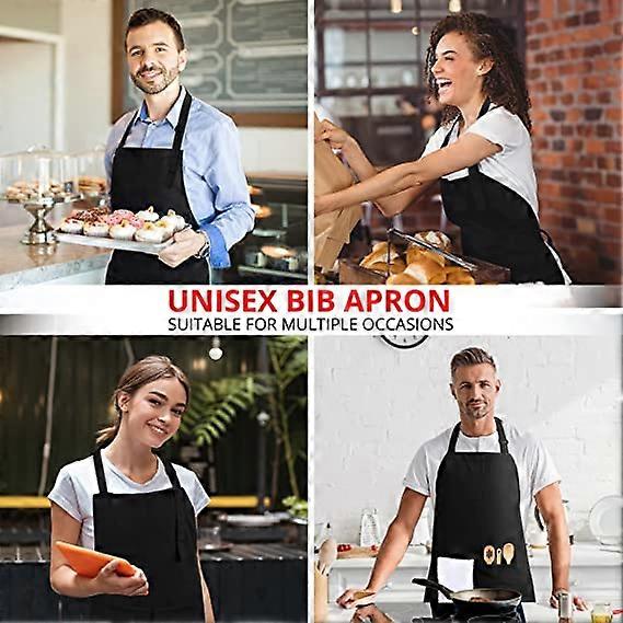 Adjustable Bib Apron (2-Pack) Water Oil Resistant Chef Cooking Kitchen ...