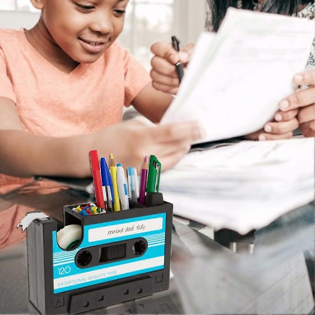 Creative Adhesive Tape Pen Holder Case | Retro Cassette Tape Dispenser Vase Brush Pot - 80's ...
