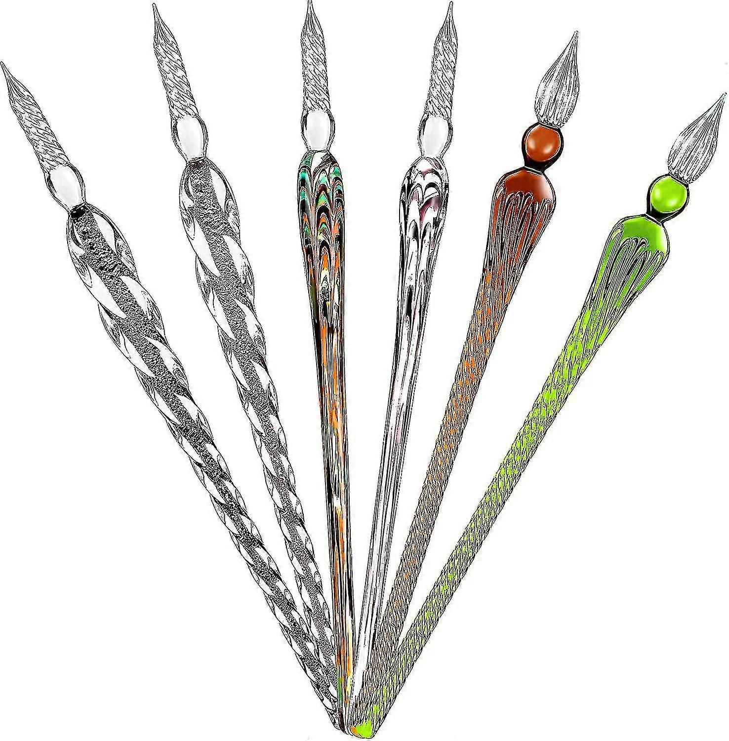 6 Pieces Handmade Glass Dip Pen Crystal Glass Signature Pen Calligraphy ...