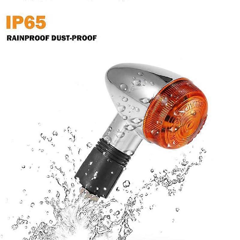 Motorcycle Turn Signals Chrome Front Rear Lights for Chopper(4Pcs ...