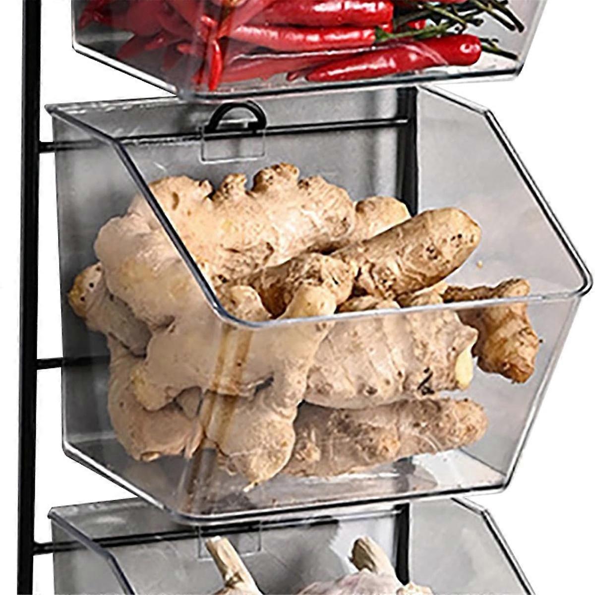 3 Compartments Wall Mounted Ginger Garlic Container Countertop Onion ...