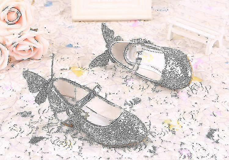 Kids Leather Shoes For Girls Princess Glitter Children High Heel Girls Shoes Butterfly 3d332 ...