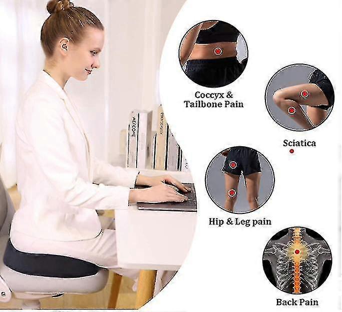 Minnesskumsittdyna för kontorsstol, halkfri ortopedisk bekväm sittdyna ...