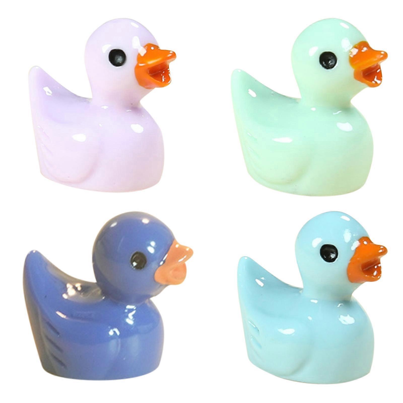 2024 100pcs Candy Color Duck Sculptures Vivid Appearance Mini Resin ...