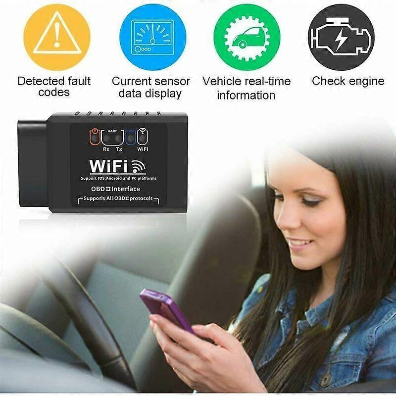 OBD2 Auto Diagnostic Case, Car Diagnostic WiFi Socket OBD Adapter Multi-Brand Fault Code Scanner ...