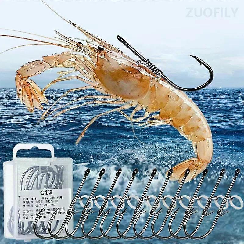 Live Shrimp Bait Hooks Heavy Duty Carbon Steel Barbed Fishhook Set for ...