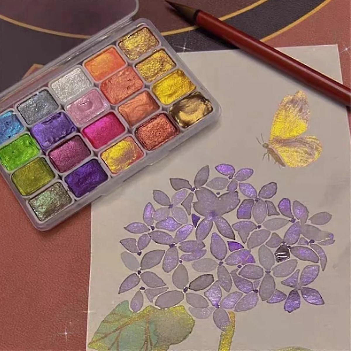 20 Colors Watercolor Painting Set, Metallic Watercolor Paint Set ...