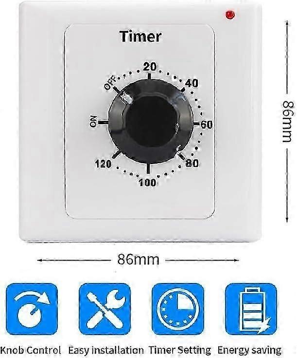 120 Min Timer Switch, AC 220V 15A Intelligent Mechanical Countdown Timer Socket Time Switch 86 ...