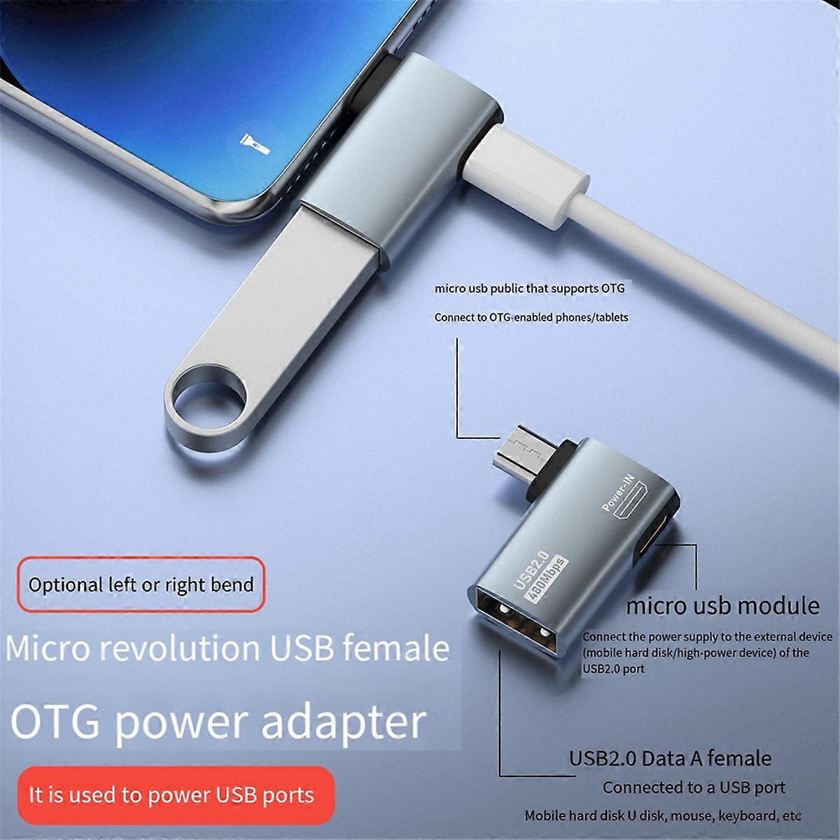 4K OTG Cable Adapter Power Supplied Micro-USB to USB with Angle Design ...