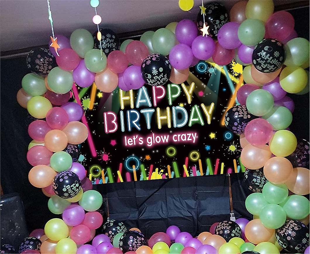 Neon Happy Birthday Backdrop Let Glow Party Photography Background ...
