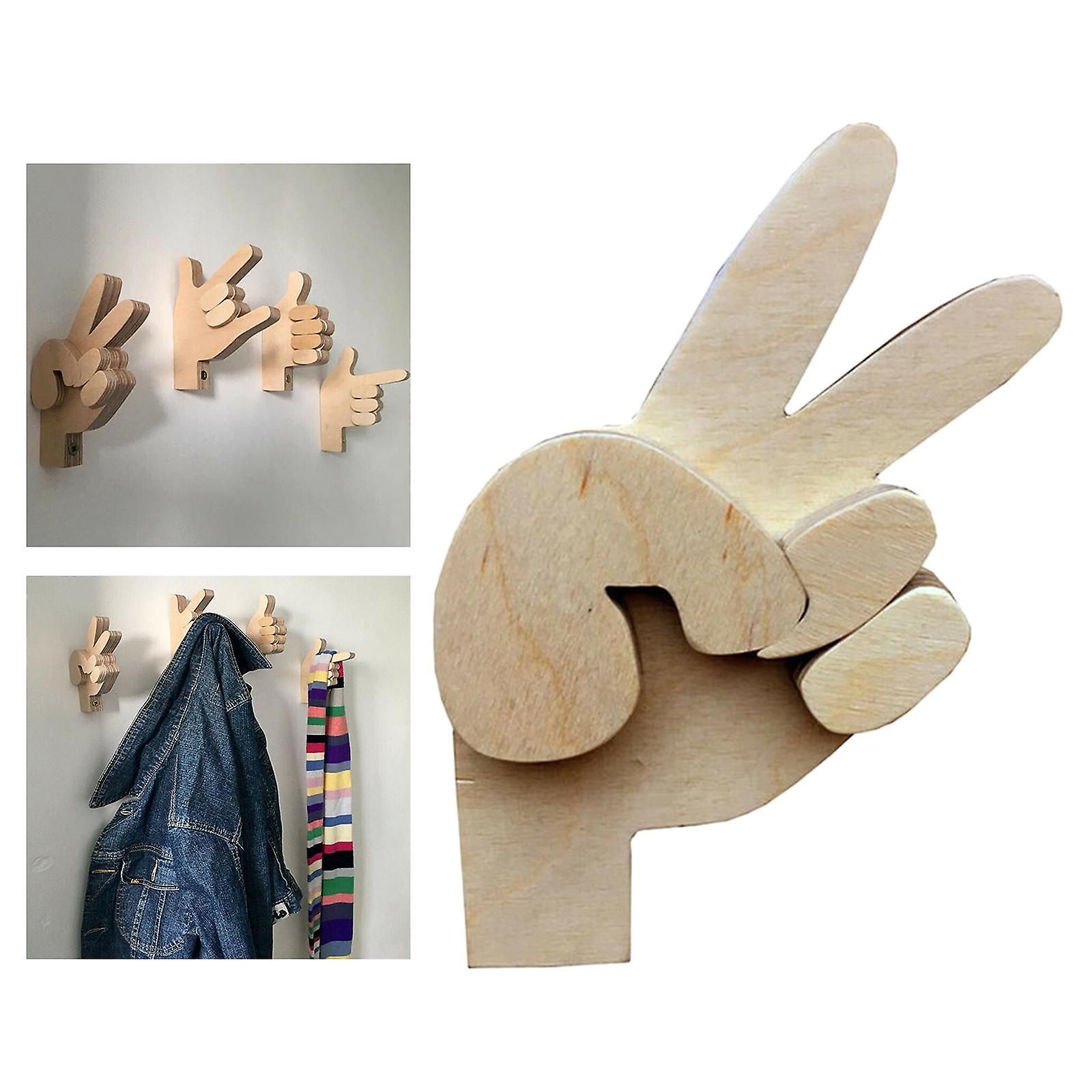 Wall Hanging Mounted Key Coat Hooks Storage Holder Index Middle Finger ...