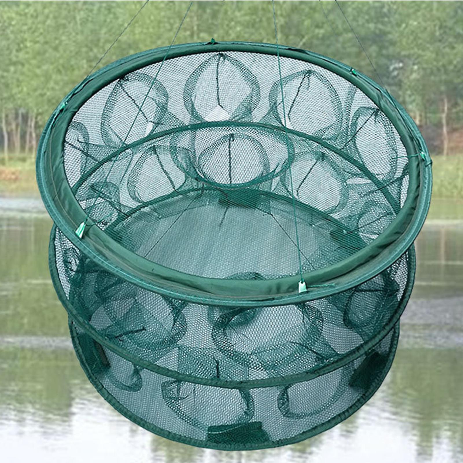 Automatic Open Fishing Shrimp Net Nylon Foldable Crayfish Shrimp ...