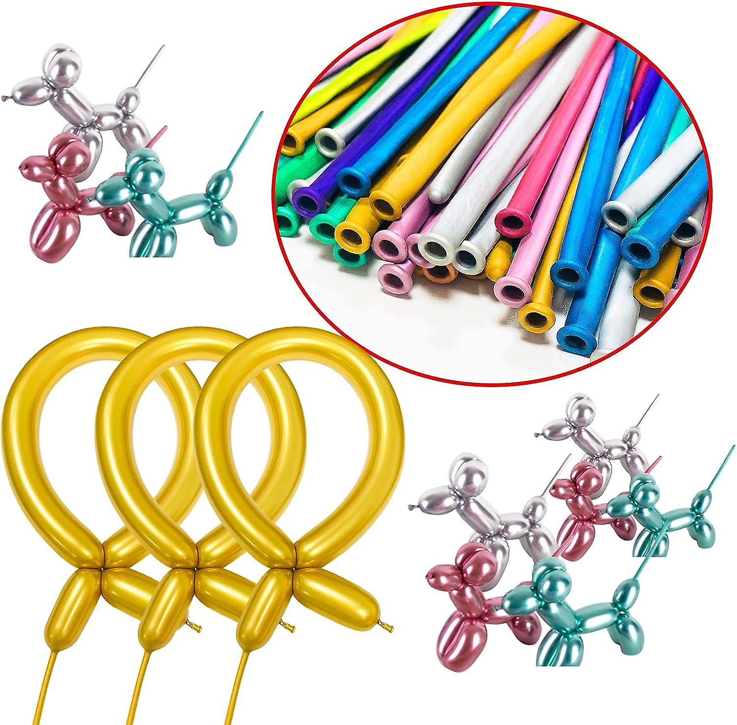 Metallic 260 Gold Long Balloons Chrome 100 Pack Twisting Animal ...