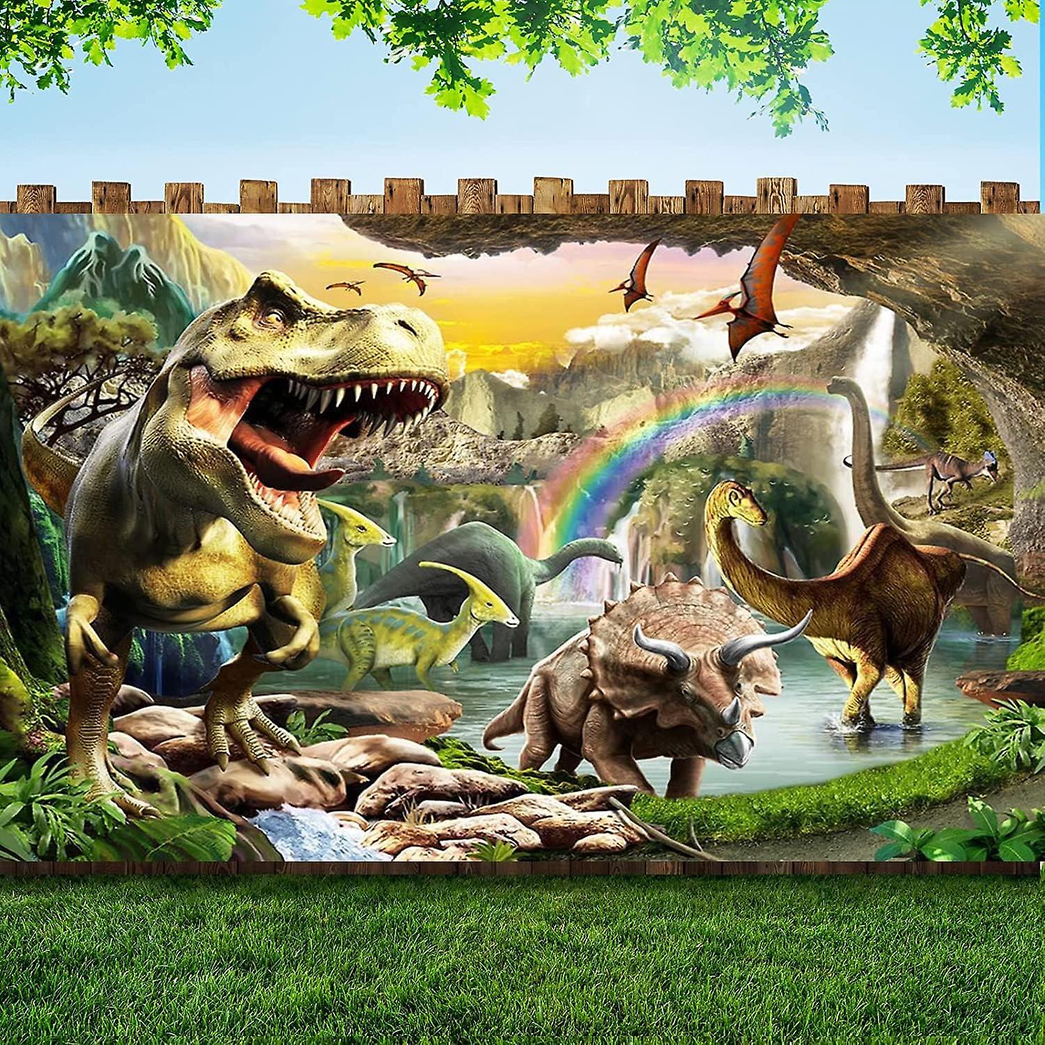 Dinosaur Themd Happy Birthday Backgroud Banner Dinosaur Birthday Party ...