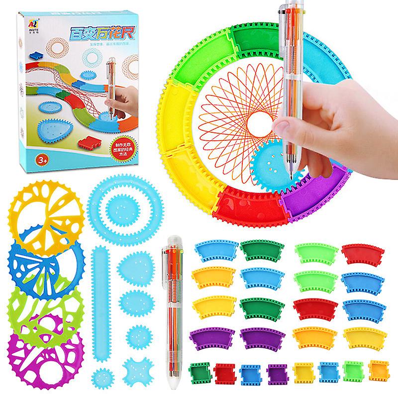 38pcs Spirograph Drawing Toys Ruler Set Interlocking Gears Amp; Wheels ...