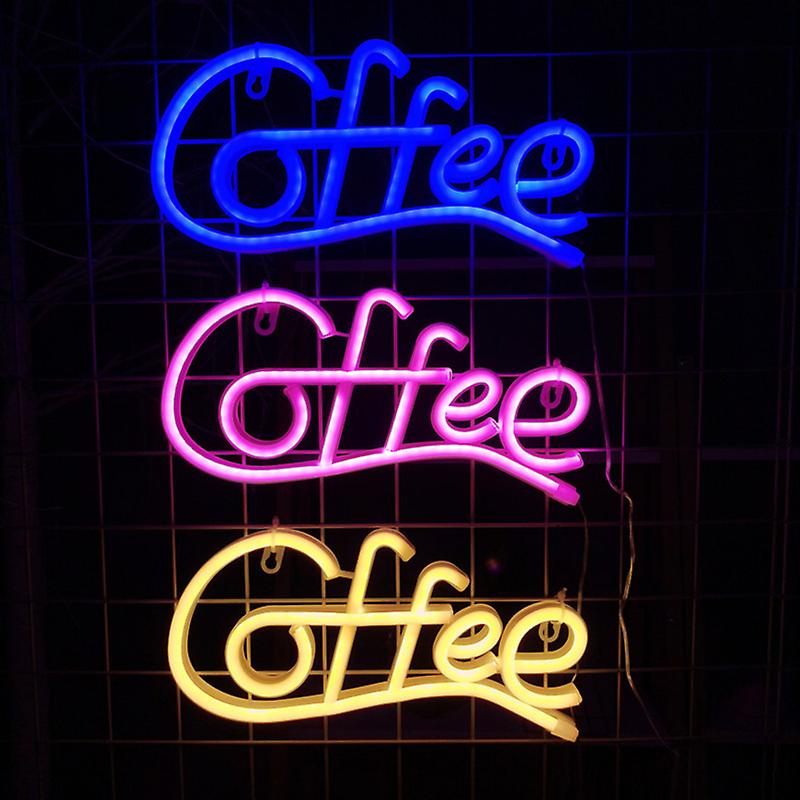 Coffee Letter Neon Sign Lamp Creative Shape Battery-Powered Flicker ...