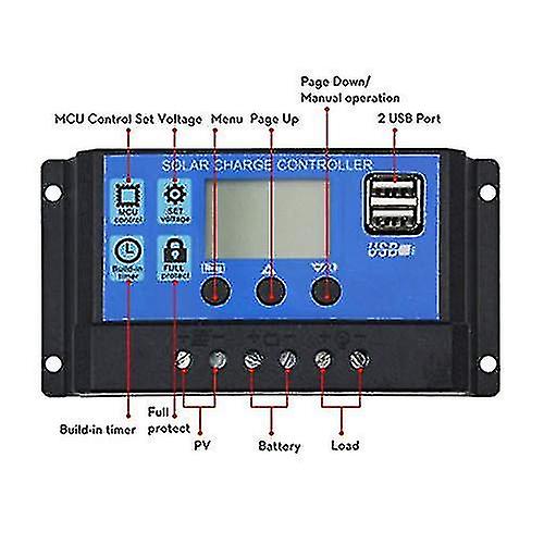 12v/24v 30a Pwm Solar Panel Regulator Lcd Display Usb Port | Fruugo UK