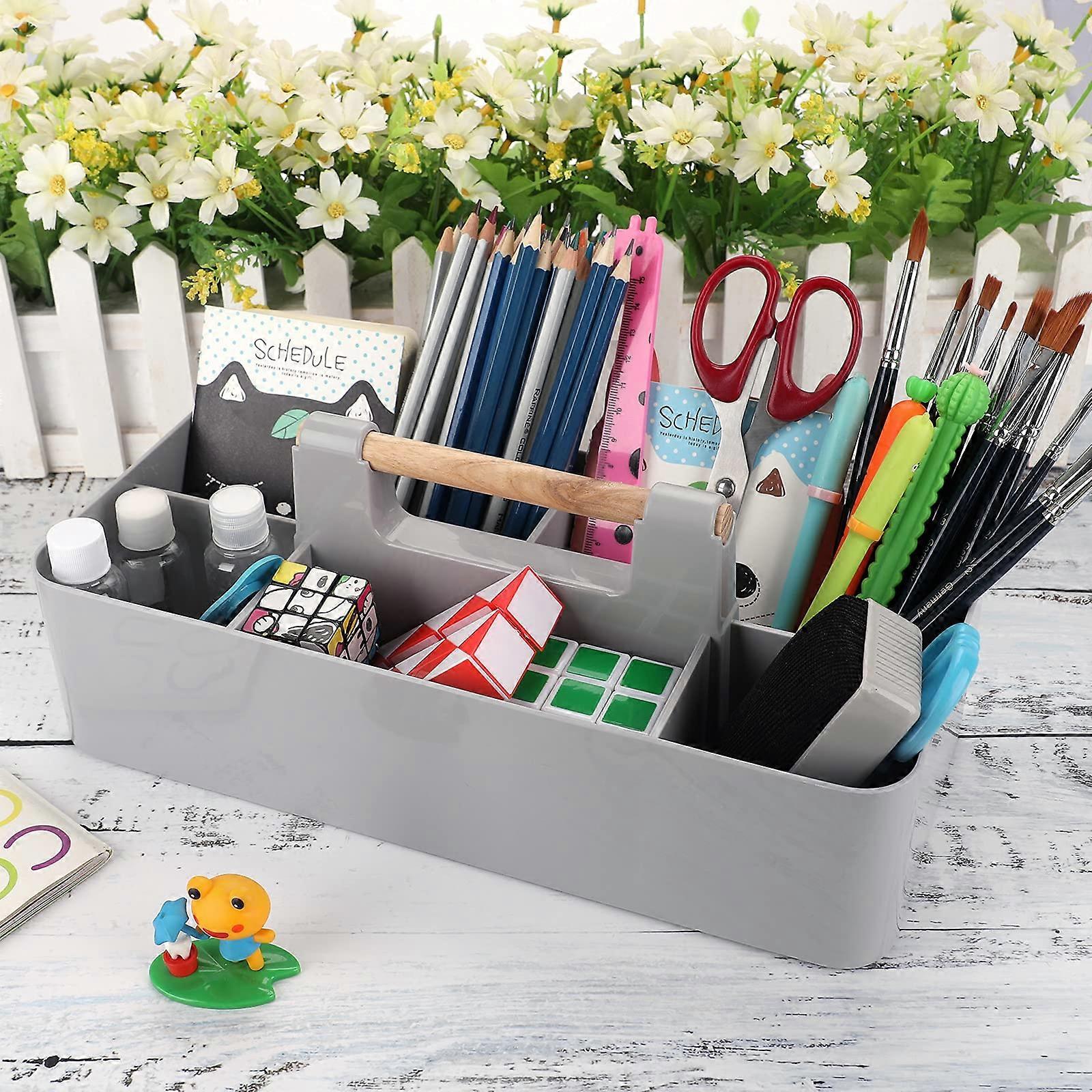 Rectangular Stackable Desktop Storage Organizer Tote Divided Basket Bin ...