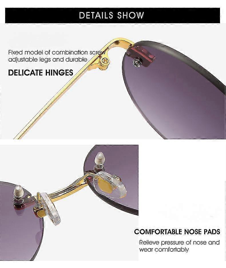 Classic Rimless Sunglasses Women Rimless Round Glasses Men Ultra Light ...
