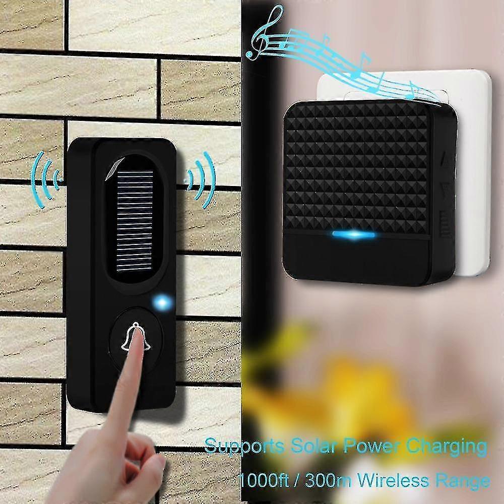 Solar Powered Waterproof Wireless Doorbell Plug Smart Door Bell (black ...