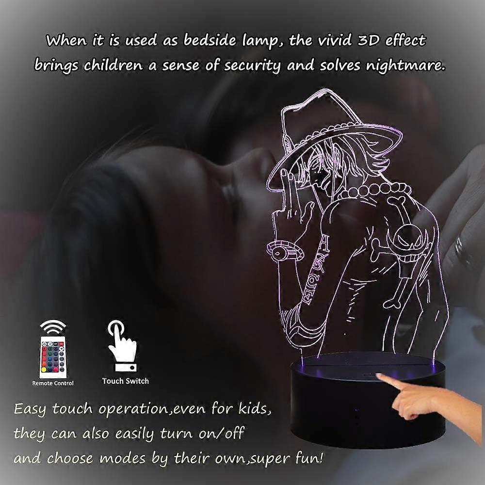 Japanese Anime Portgas D Ace 3D Optical Illusion Night Light for Kids ...