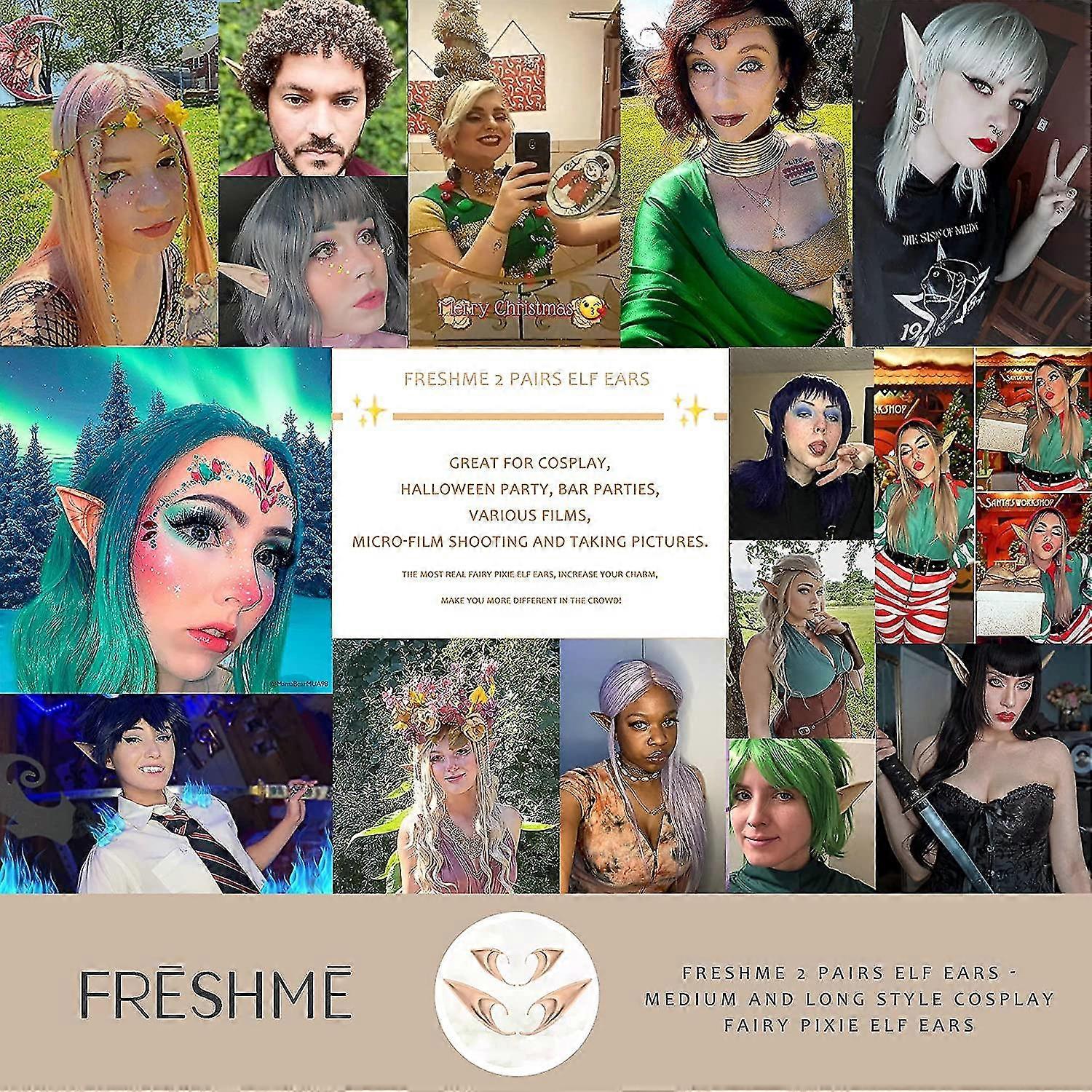 2 Pairs Elf Ears - Medium And Long Style Cosplay Fairy Pixie Elf Ears ...