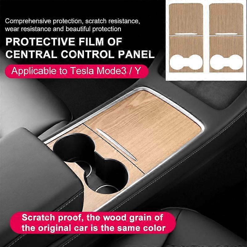 Car Central Control Panel Sticker Stylish Wood Grain Center Console ...
