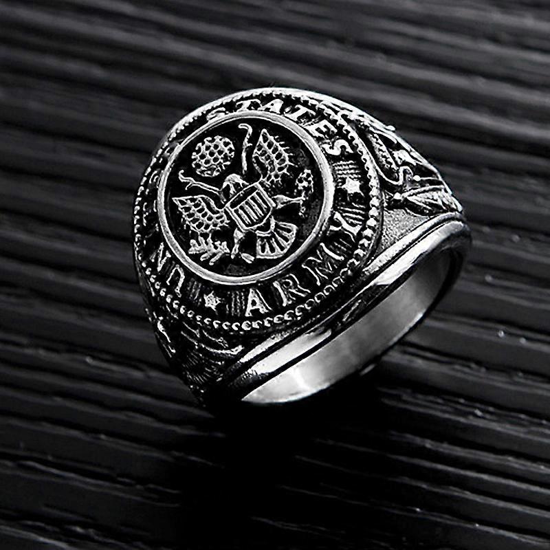 Vintage US Army Military Ring Mens Gold/Silver Color Stainless Steel US ...