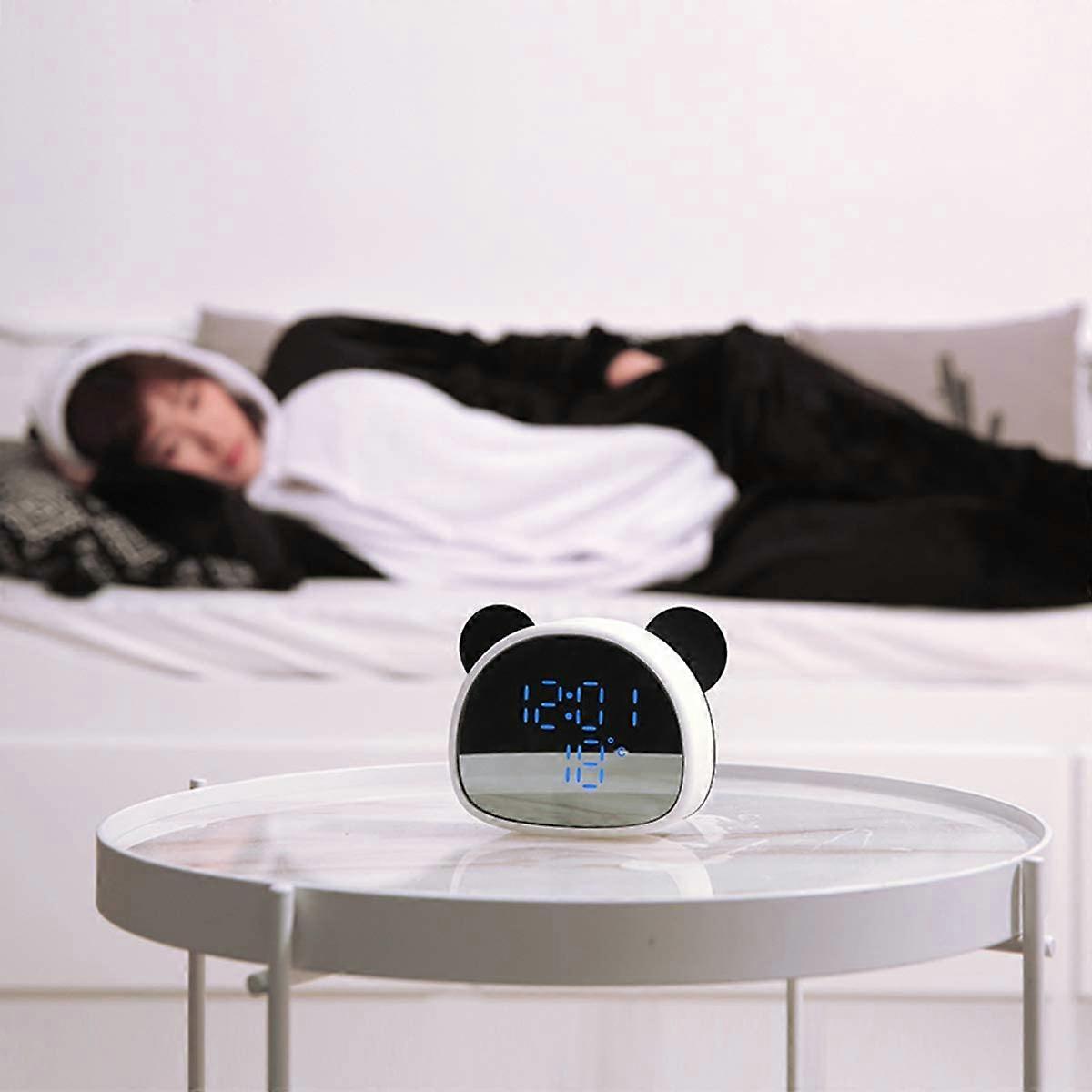 Cute Panda Alarm Clock,Digital LED Desktop Clock for Bedside (Black ...