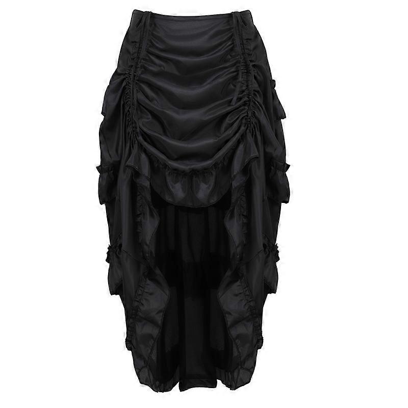 Steampunk Women Skirts Gothic Irregular Shirring Pleated Party Maxi ...