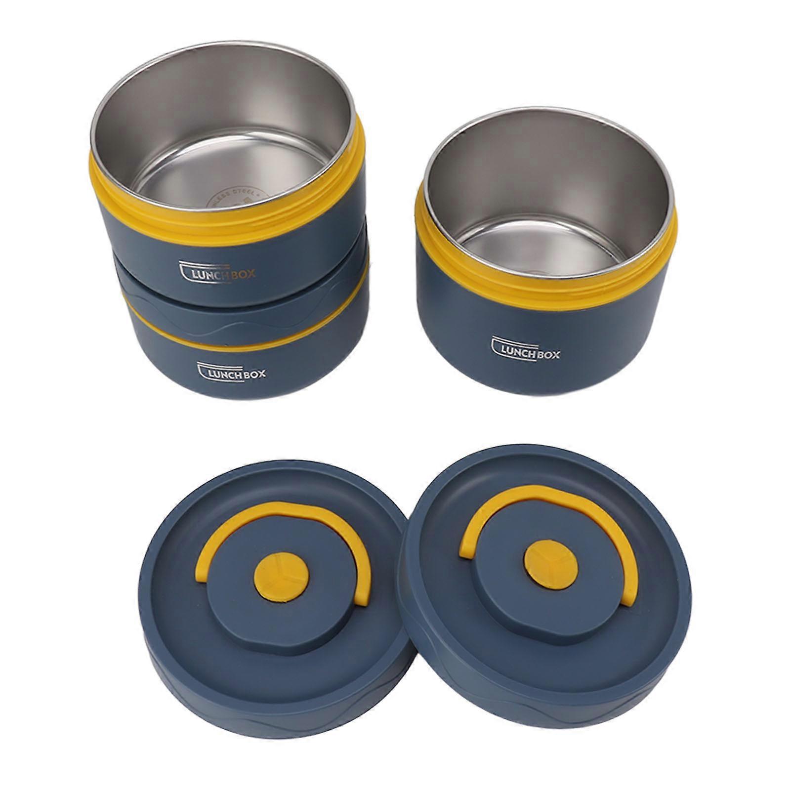 Bento Lunch Box Round with Lid Bag Leakage Proof Stainless Steel Safe ...