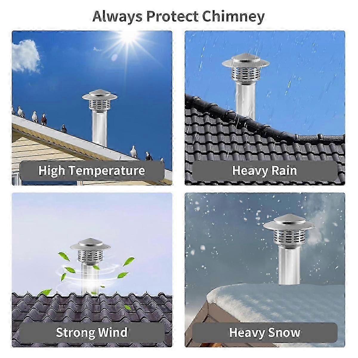 Round Chimney Cap Stainless Steel Tapered Top Chimney Cap with Screen ...