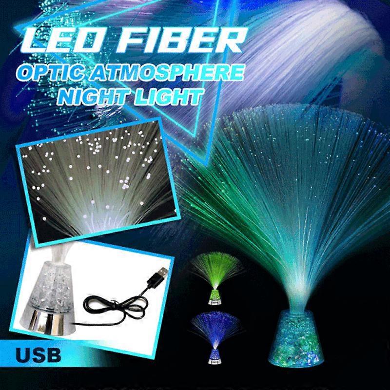 Fiber LED Atmosphere Night Light Multicolor Changing Fiber Optic Lights ...