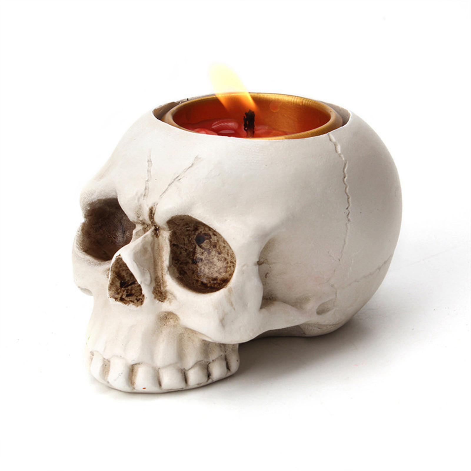 3d Skull Candlestick Holder Realistic Skull Candle Base For Home Office ...