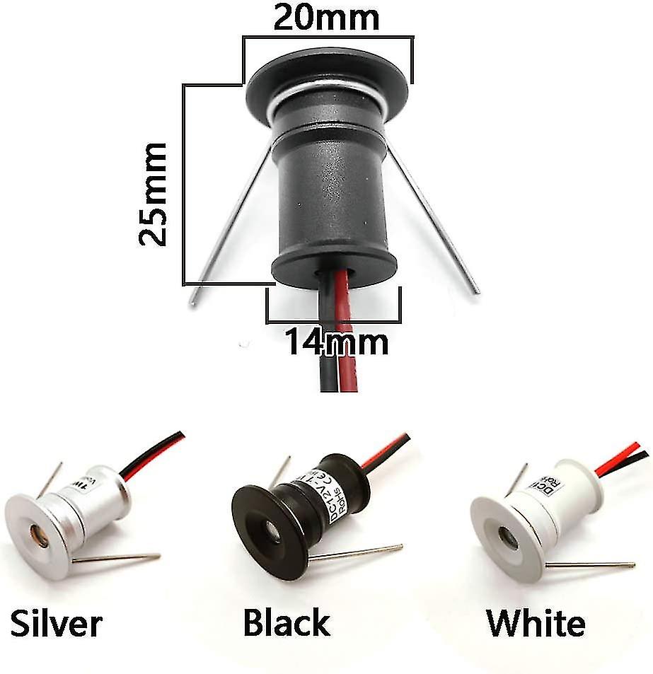 Black 9pcs Mini 12v 1w Led Ceiling Recessed Spotlights Ip65, 3000k (120 ...
