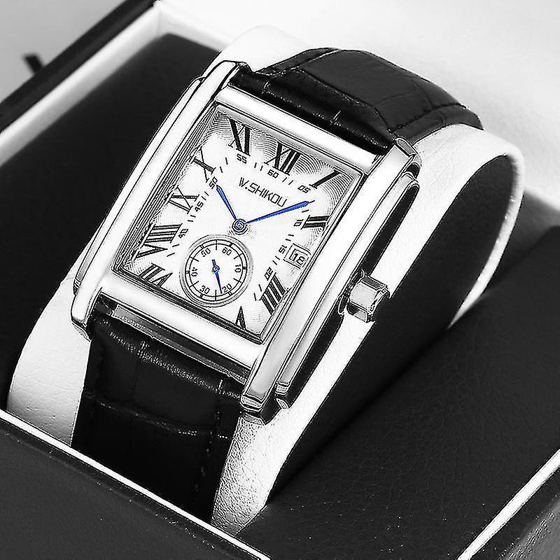 Men's Square Watch, Vintage Leather Cuff Watch, Roman Numerals Analog ...
