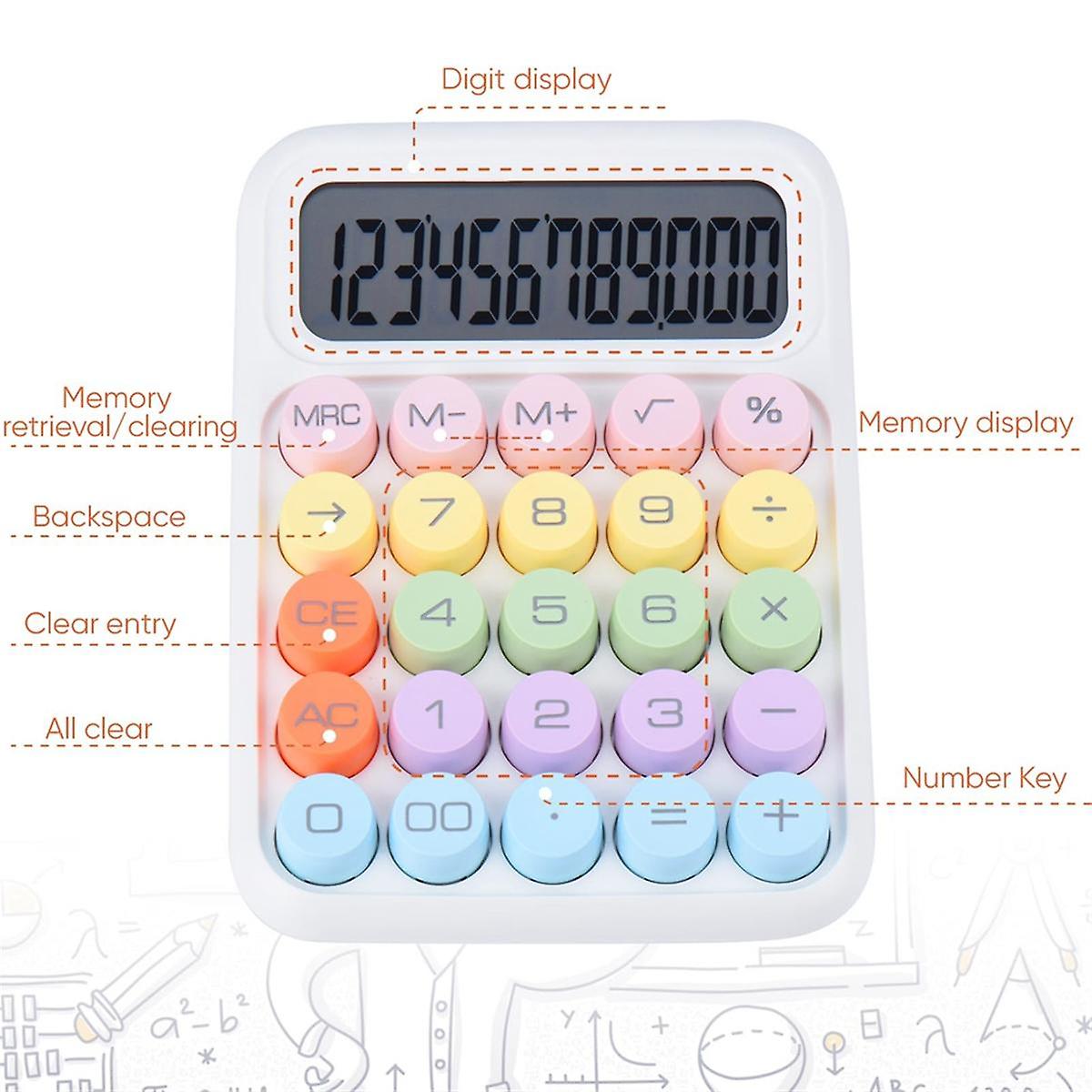 Mechanical Pushbutton Calculator, 12 Digit Lcd Display, Big Buttons ...