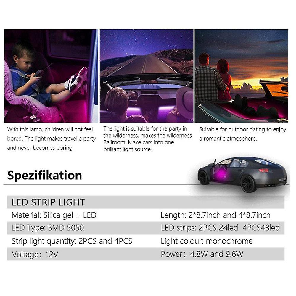 12V/24V Universal COB LED Strip Car RGB Interior Light Bar Daytime ...