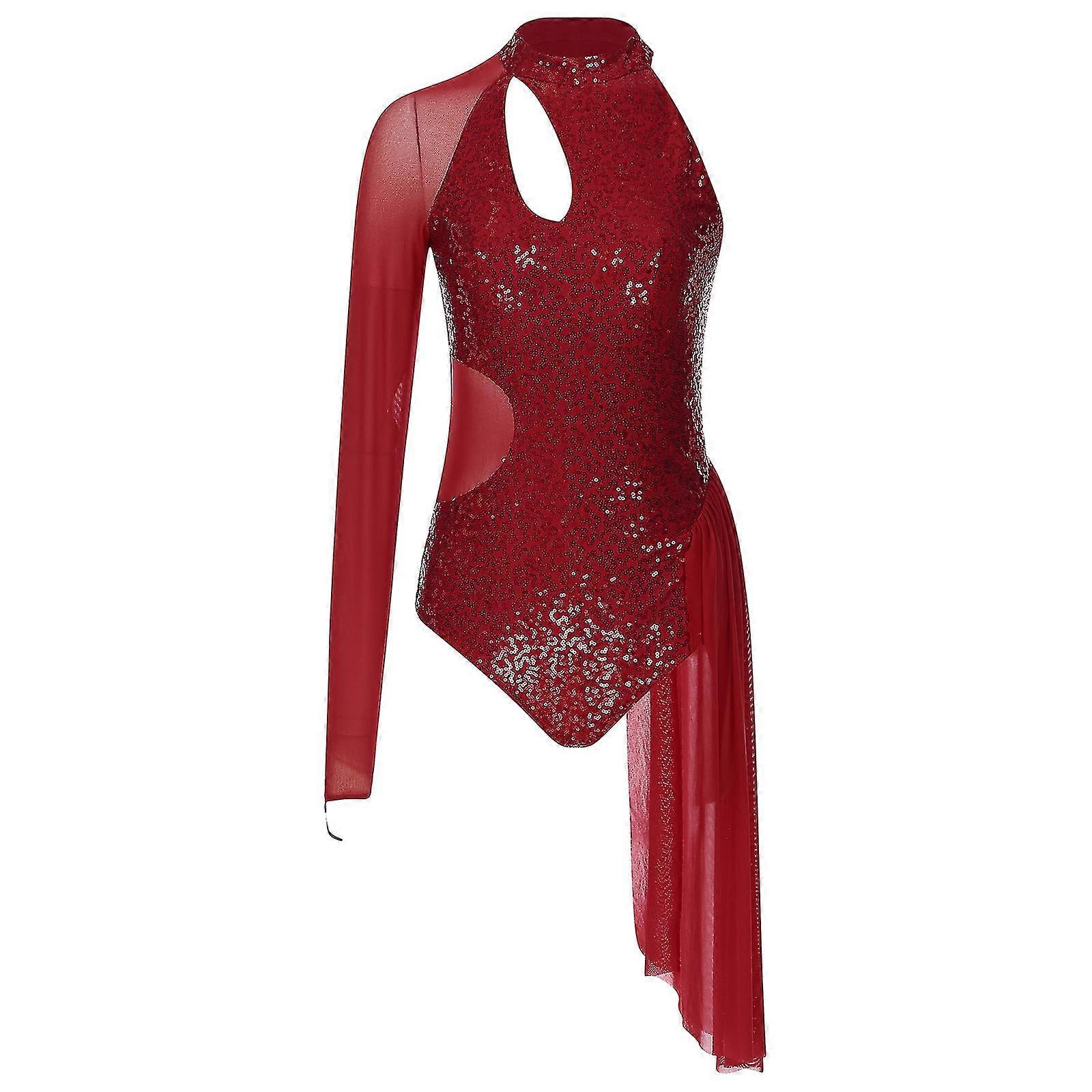 Womens Skin-tight Jumpsuit for Ballet Lyrical Dancing Figure Skating ...