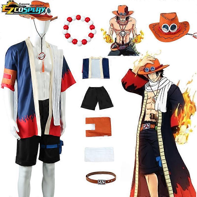 One Piece Portgas D. Ace Cosplay Costumes Anime Kimono Uniform ...