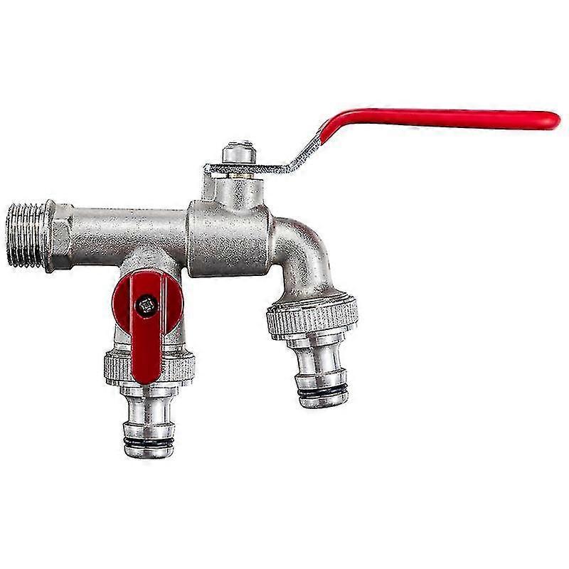 Double Garden Tap With Connector, G1/2 Inch Inlet And Two G3/4 Inch ...