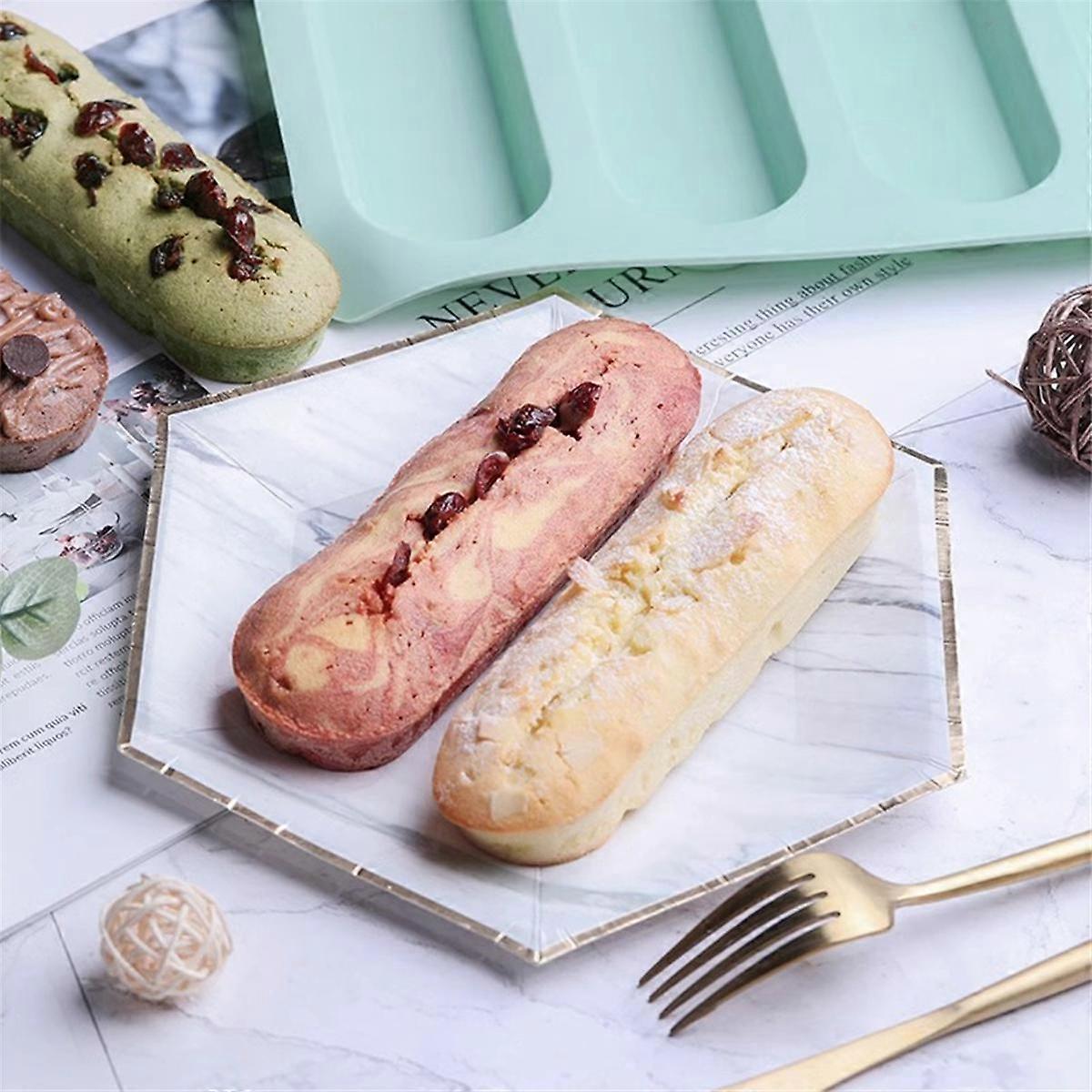 Hot Dog Bun Pan, Silicone Hot Dog Bun Mold Non-Stick Bread Form Mini ...