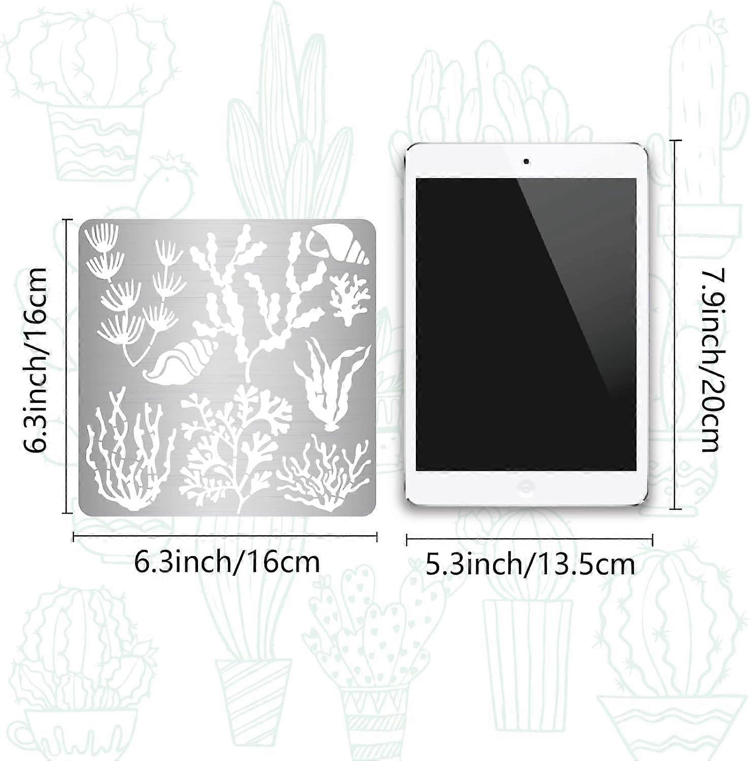 16 * 16cm Seaweed Stencils Ocean Creatures Stencil Metal Journal Stencil Shells Stencils ...
