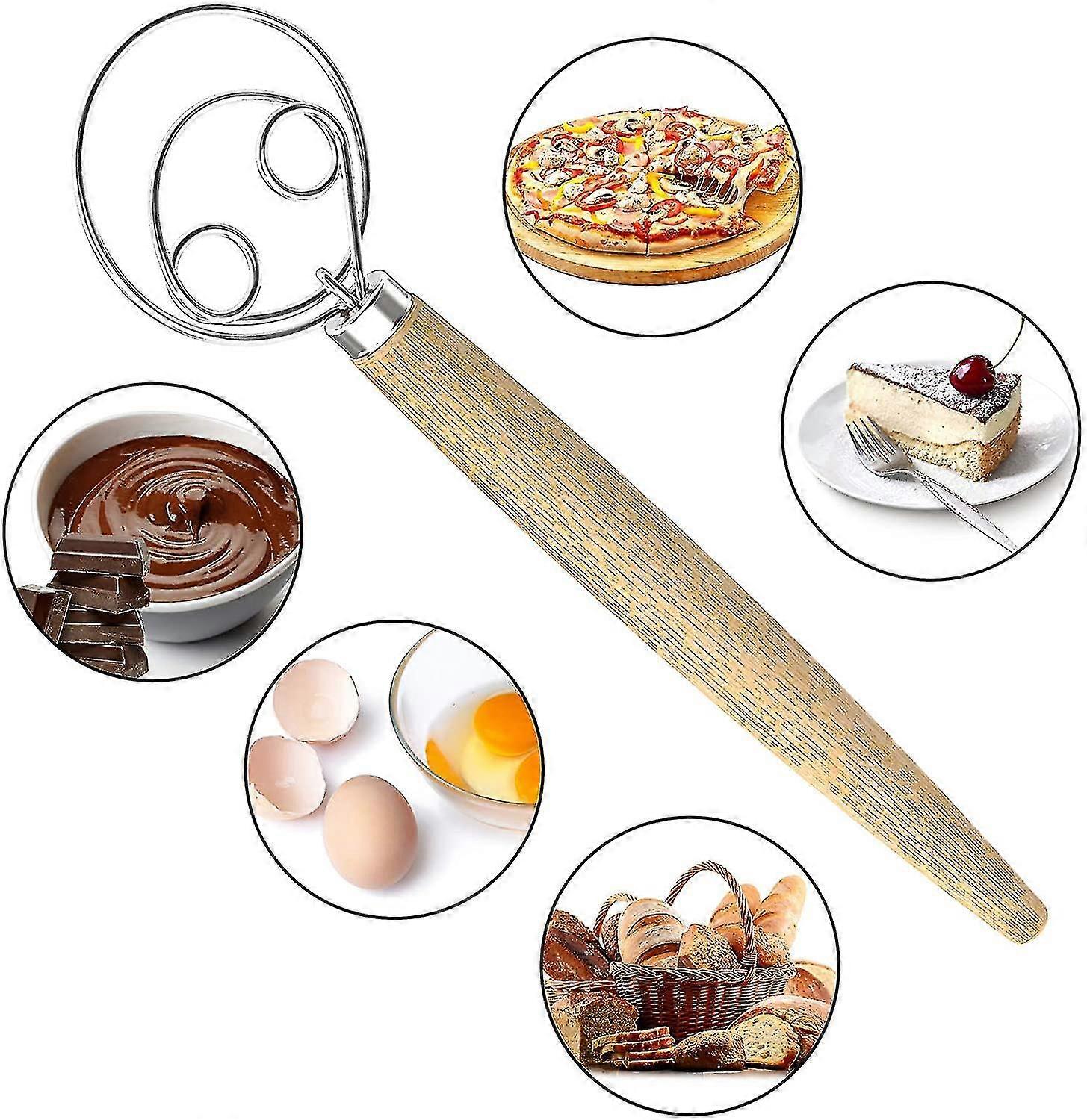 Danish Dough Whisk, 2 Pack Danish Whisk Hook 13inch Stainless Steel ...