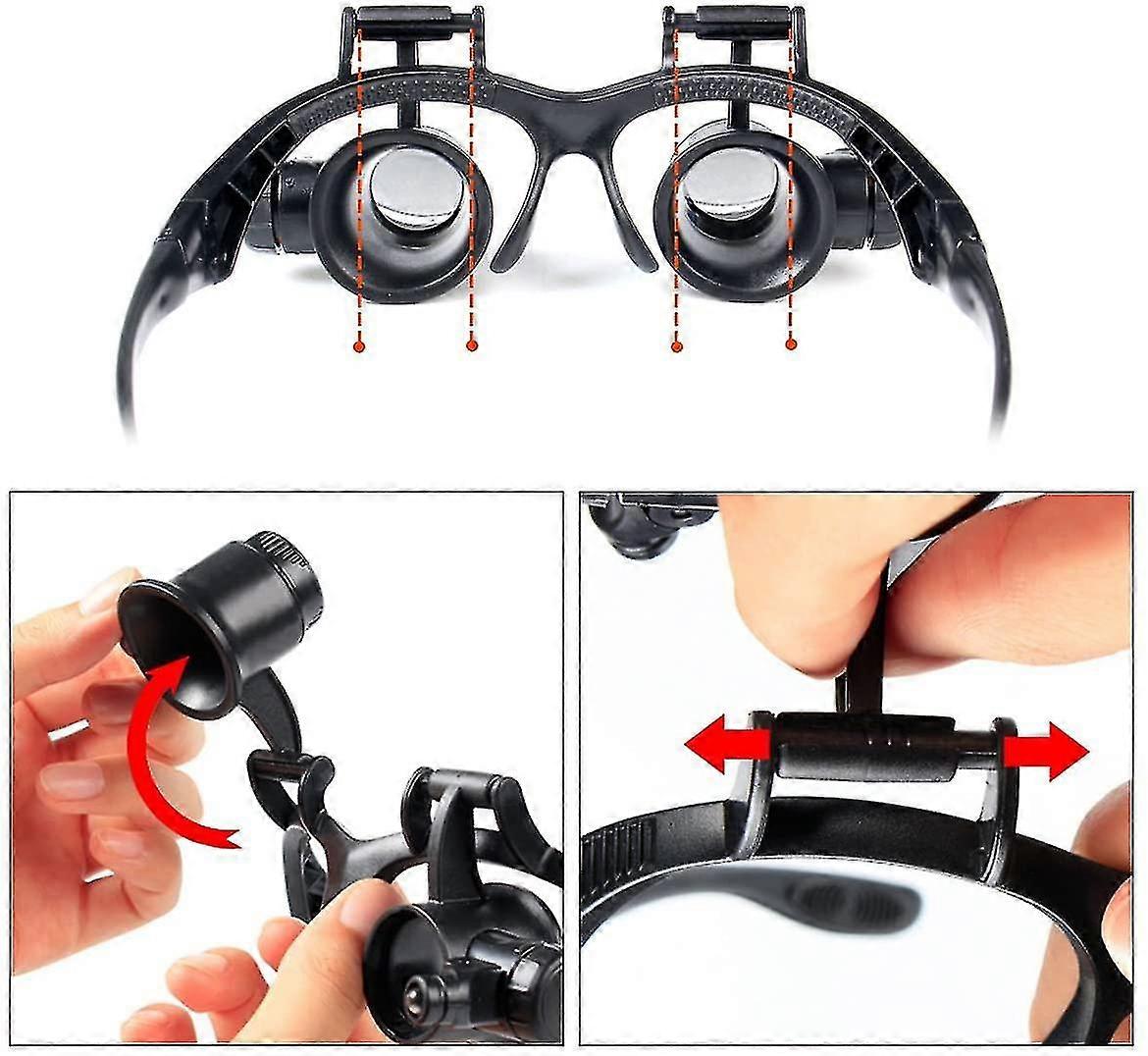 10x 15x 20x 25x Magnification, Adjustable Led Light Loupe For Jewelers ...