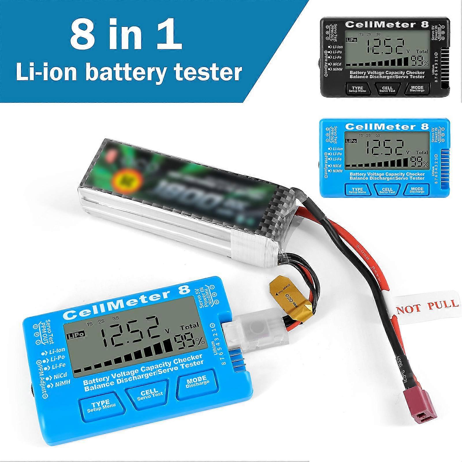 CellMeter 8 Battery Tester LCD Display Clear Visual Discharge Function ...