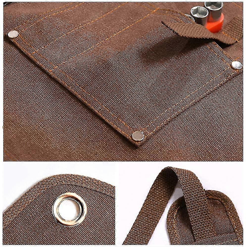 Tool Apron For Men With 6 Pockets,waxed Canvas Carpenter Apron,heavy Duty Canvas | Fruugo UK